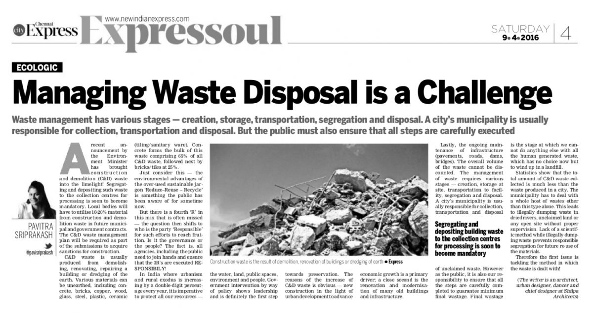 ECOLOGIC: Managing Waste Disposal is a Challenge | Shilpa Architects