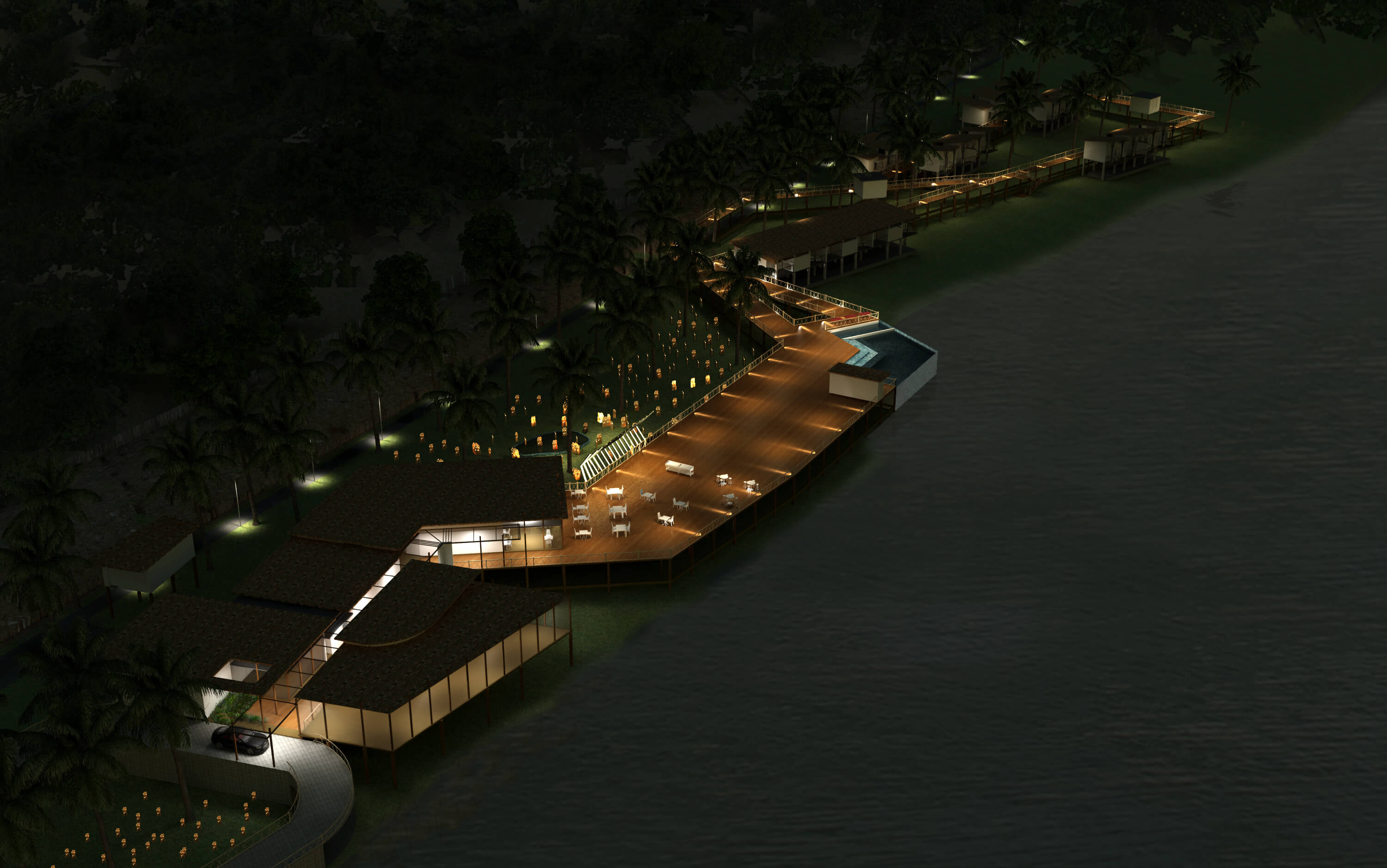 AP Riverside Resort Night View | Shilpa Architects